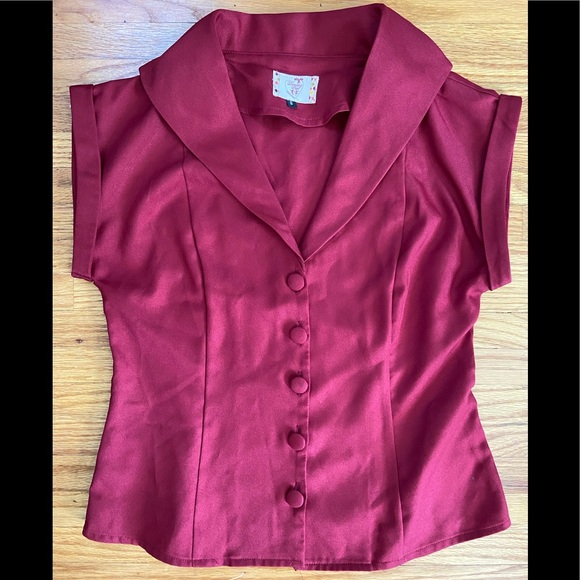 Unique Vintage | Tops | Red Vintage Blouse | Poshmark